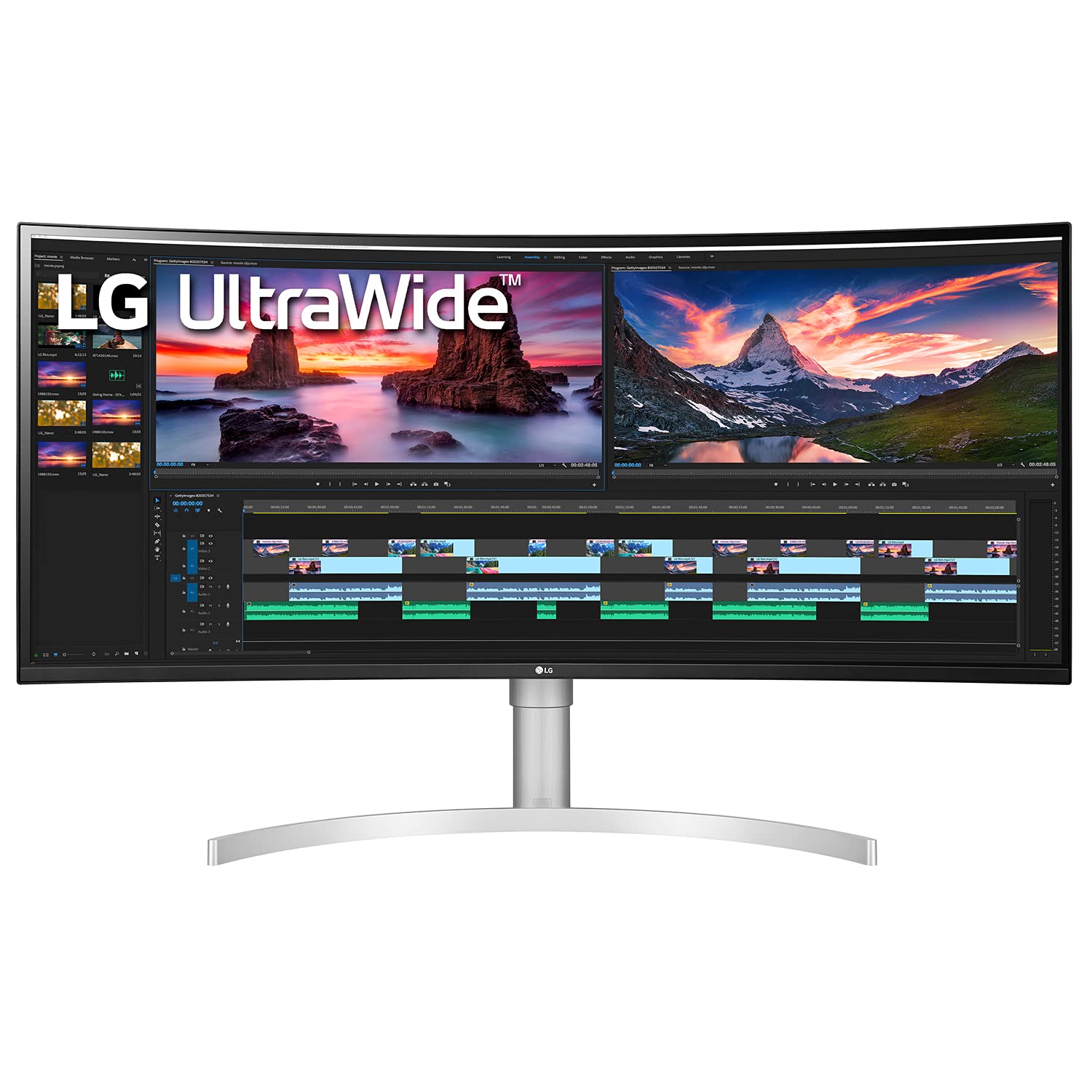 LG 38WN95C-W 38" UltraWide QHD+ IPS Curved Monitor, NVIDIA G-SYNC Compatible Bundle with Deco Gear Mechanical Keyboard Cherry MX Red + Deco Gear Large Extended Pro Gaming Mouse Pad