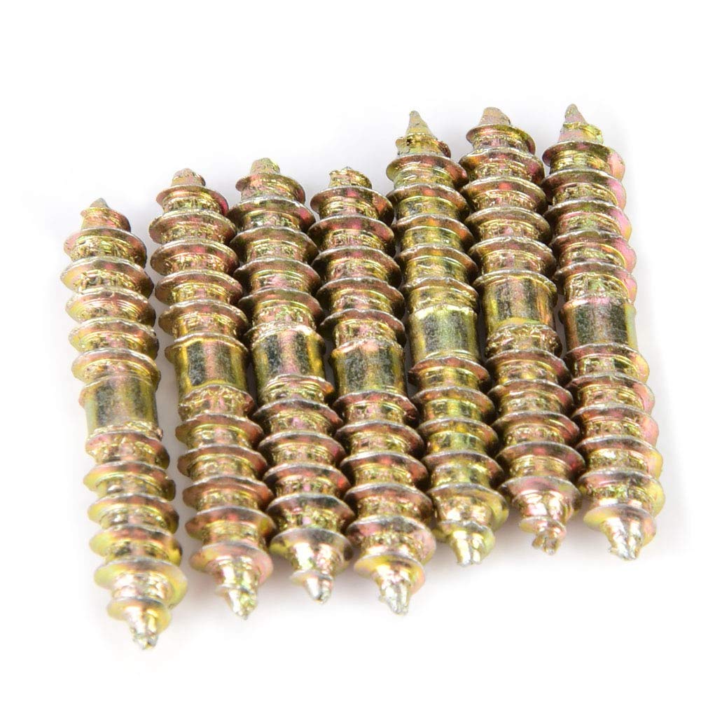 20pcs 5x30mm Double Ended Dowel Screw Self Tapping Threaded Bolts Woodworking Furniture Connector Rods Bars Studs for Furniture Assembly, Woodworking