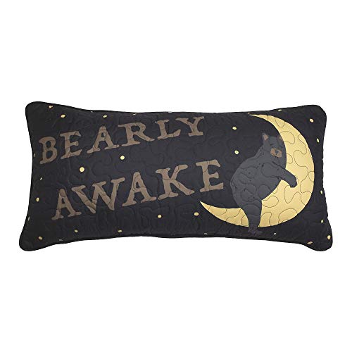 Donna Sharp Throw Pillow - Evening Lodge Decorative Throw Pillow with Bearly Awake Design - Rectangular