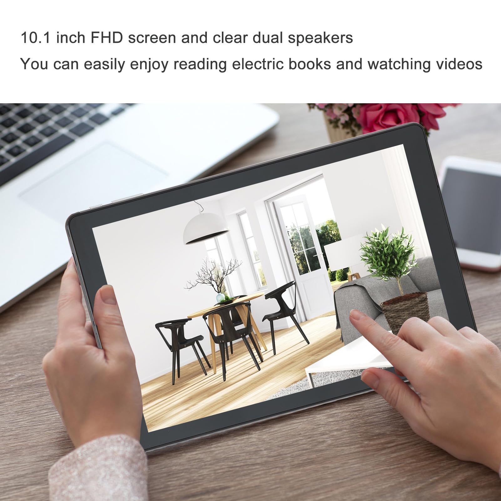 10.1 inch Tablet, Android 10 Tablet PC, 6+128GB, Octa Core, Support GPS, Bluetooth, WiFi, 4G LTE Tablet for Kids Entertainment Gaming (Grey)