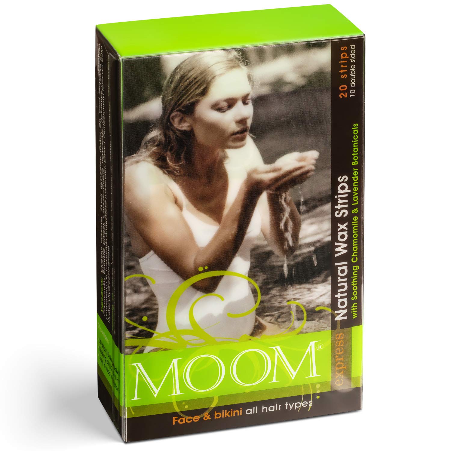MOOM Face and Eyebrow Waxing Strips for Women with Natural Soothing Chamomile & Lavender Hair Waxing Strips with Vitamin E Finishing Oil ā Perfect for Face & Bikini (20 Pre-Waxed Strips) 1 Pack