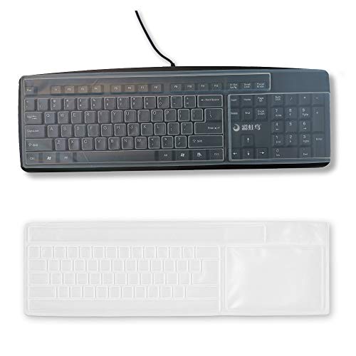 Reusable Waterproof Keyboard Cover, Universal Clear Anti-Dust Keyboard Skin Protector Cover for 104/107 Keys Standard Desktop Keyboard (2 Pack)
