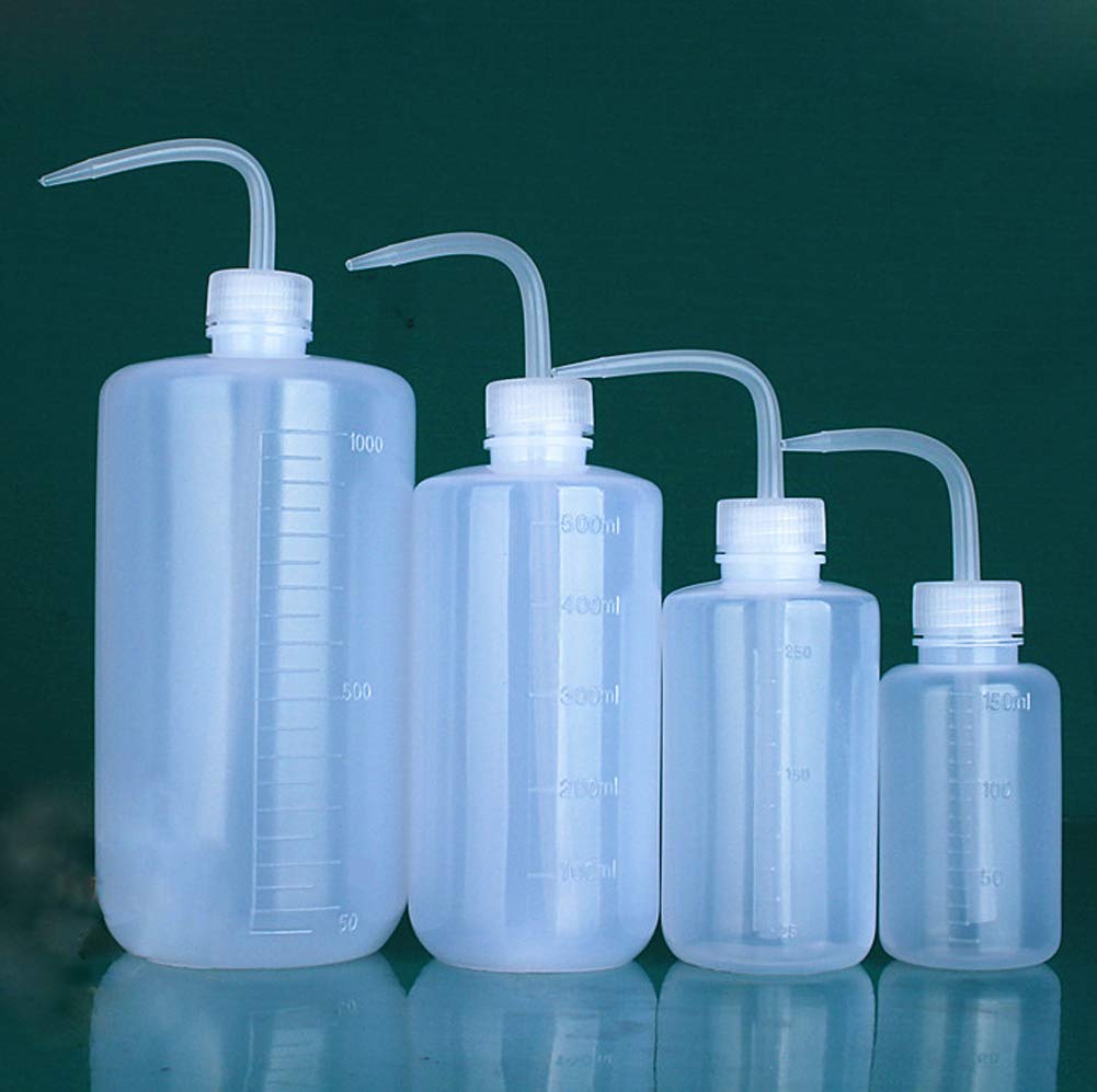 2Pcs 150ml Plastic Safety Wash Bottle Translucent Plastic Squeeze Measuring Bottle Narrow Mouth Empty Bent Tip Storage Containers For Gardening Lab Tattoo (150ml/5oz)