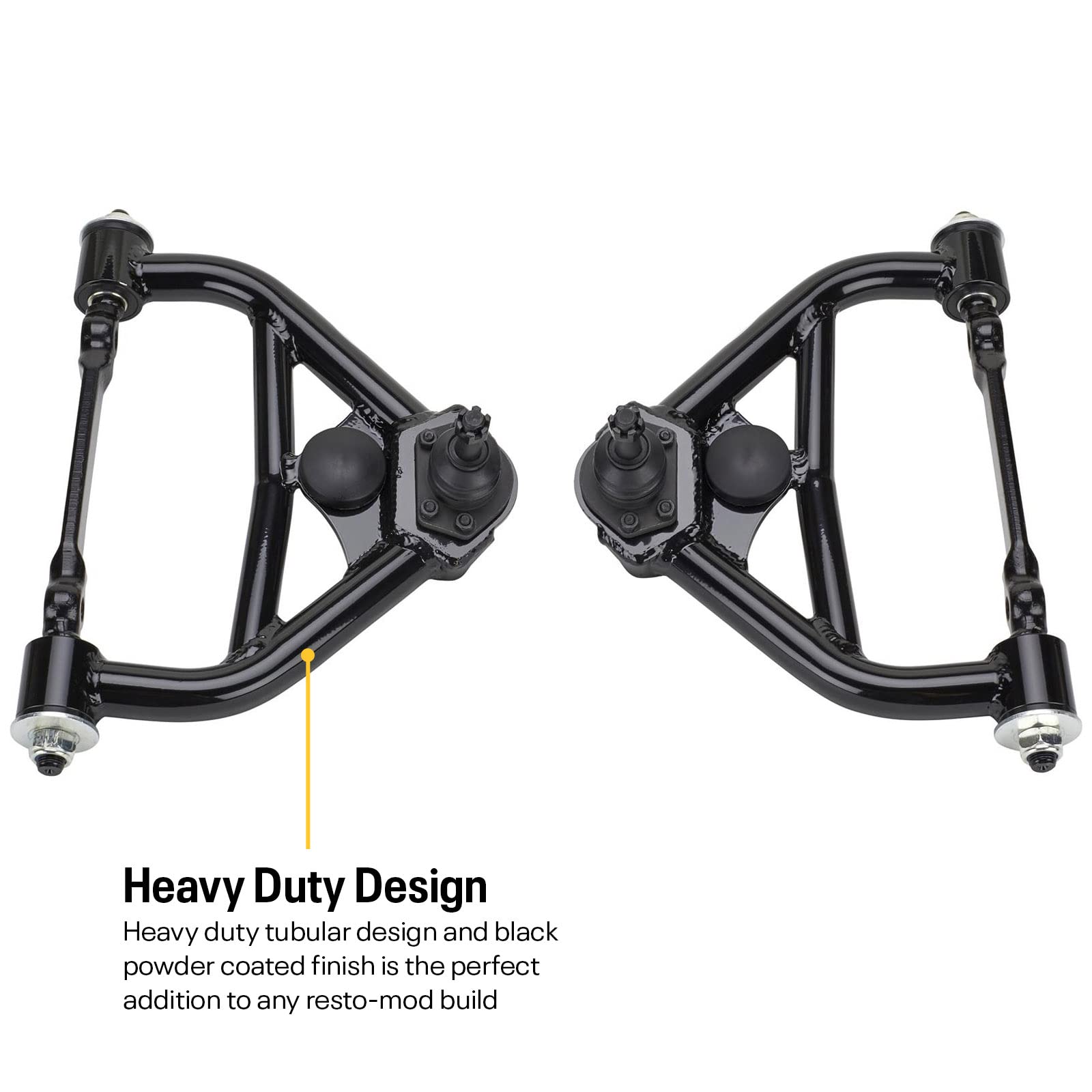 1970-81 Camaro Upper and Lower Tubular Control Arms, Black, Set