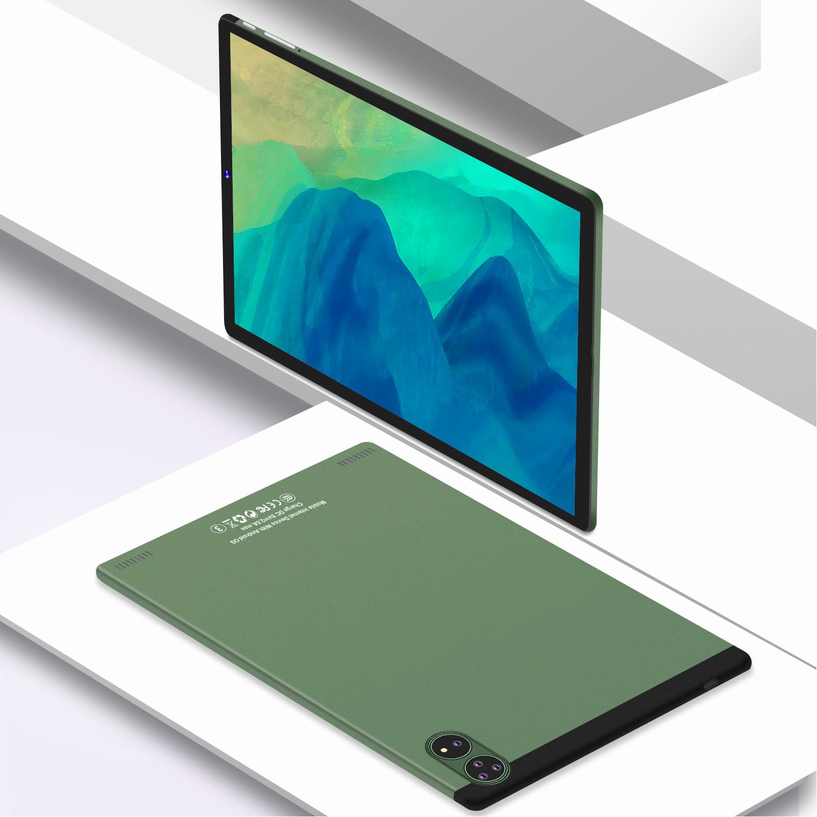 10.1 Inch Tablet PC, HD Tablet 6GB RAM 128GB ROM FHD Screen 5GWIFI 100β240V for Work for Entertainment for Android 10 (Green)