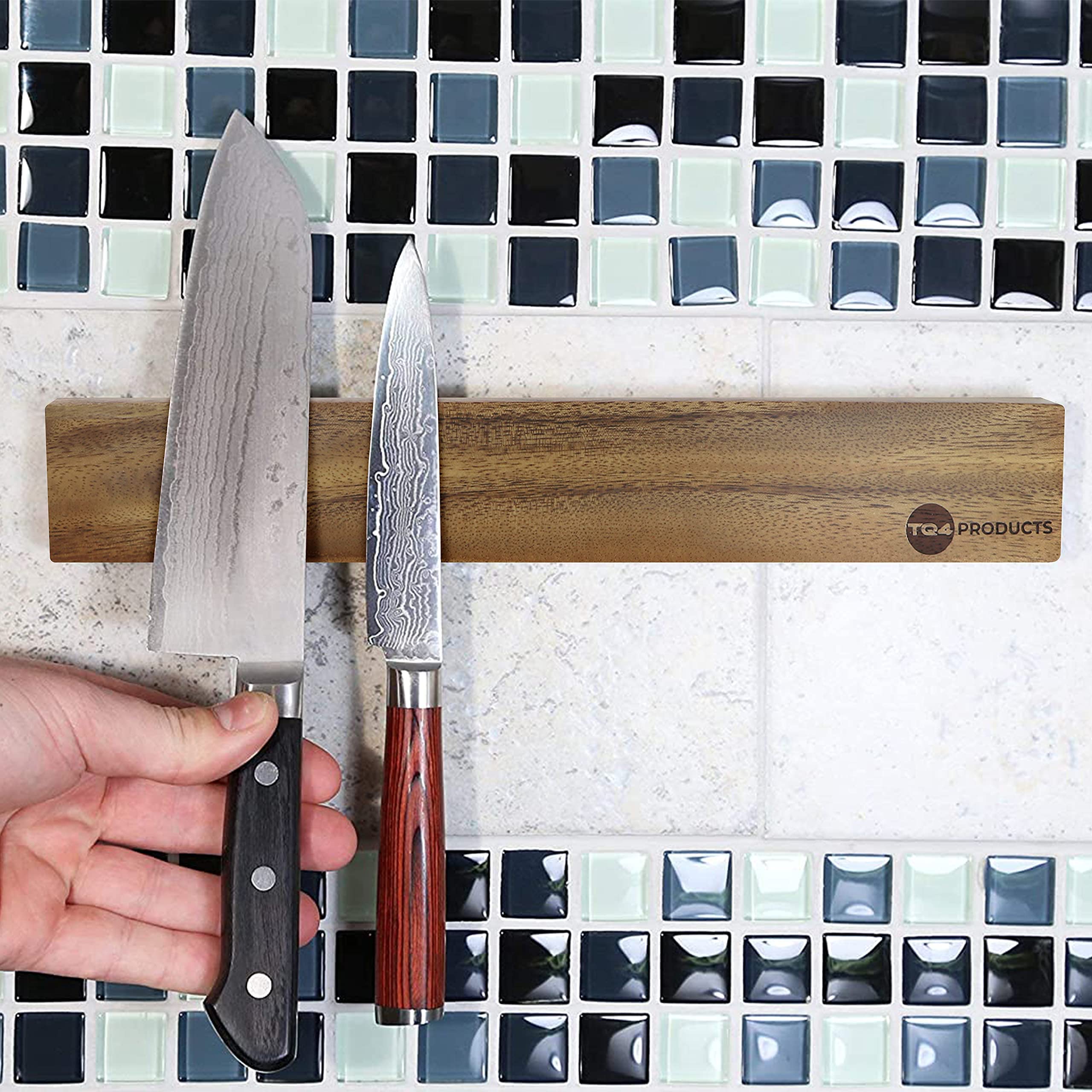 Wood Magnetic Knife Holder 16inch with Powerful Magnets Strong and Thick Wall Mount Knife Rack Easy to Install and Space Saver Organizes Your Kitchen - Multifunctional Magnet Holder, Knives Excluded