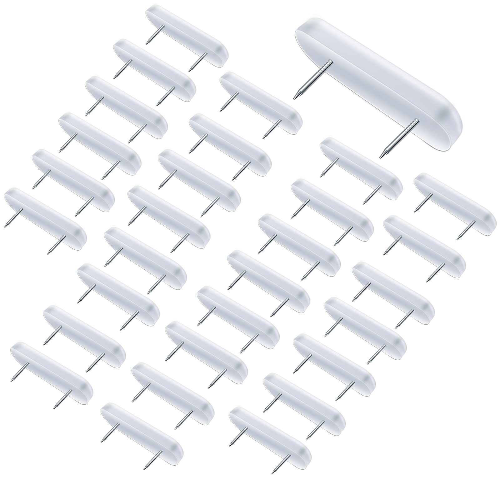 30 Pieces Bed Skirt Pins Bed Skirt Holding Pins Bed Skirt Pins or Holders Furniture Chair Leg Pins Nails Holding Pins Plastic Head Double Pins for Upholstery, Slipcovers and Bedskirts