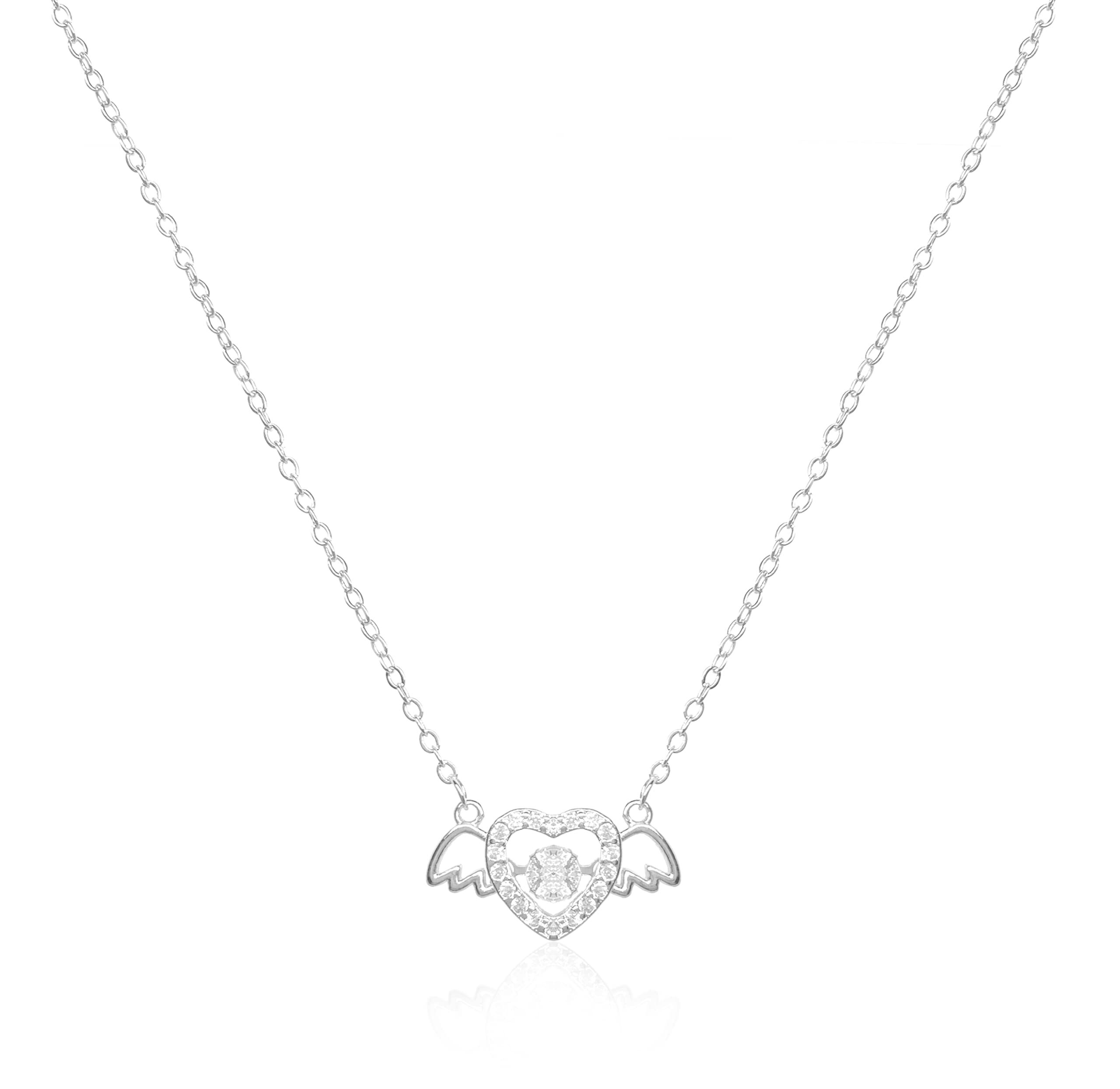 14K White Gold Plated Sterling Silver Dainty Women Pendant Necklace with CZ Stones for Girlfriends Gift Packed (Infinity Heart)