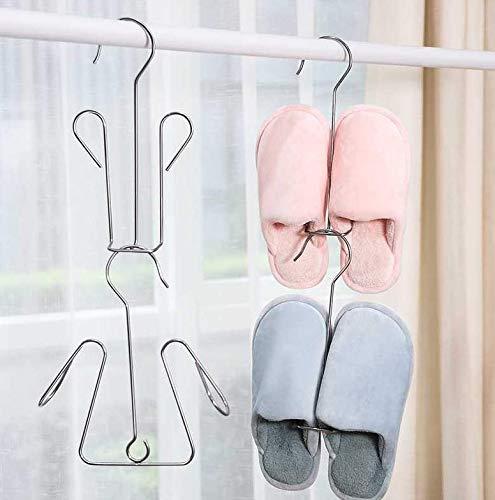 5 Pack Stainless Steel Shoes Hanger Drying Rack for Dehumidifying Hanging Leather Shoes,Double Hook Design Drying Shelf Storage Organizer,Closet Organizer Storage