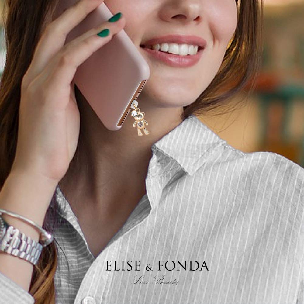 EIISE & FONDA CP1 USB Charging Port Anti Dust Plug Teddy Bear Pendant Phone Charm for iPhone 11/ XS MAX/XR/X/8 Plus/7/6S/6/SE iPad iPod