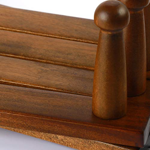 Dseap Accordian Wall Hanger: 16β High Wooden Wall Expandable Coat Rack, Hat Rack Holder, Accordion Hook for Baseball Caps, Coats, Mugs, 10 Peg Hooks, Brown