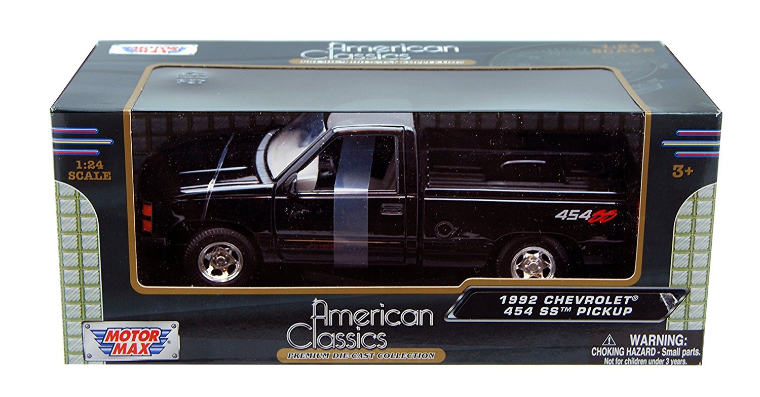 1992 Chevrolet Pickup SS 454 Black 1/24 Diecast Car Model by Motormax 73203