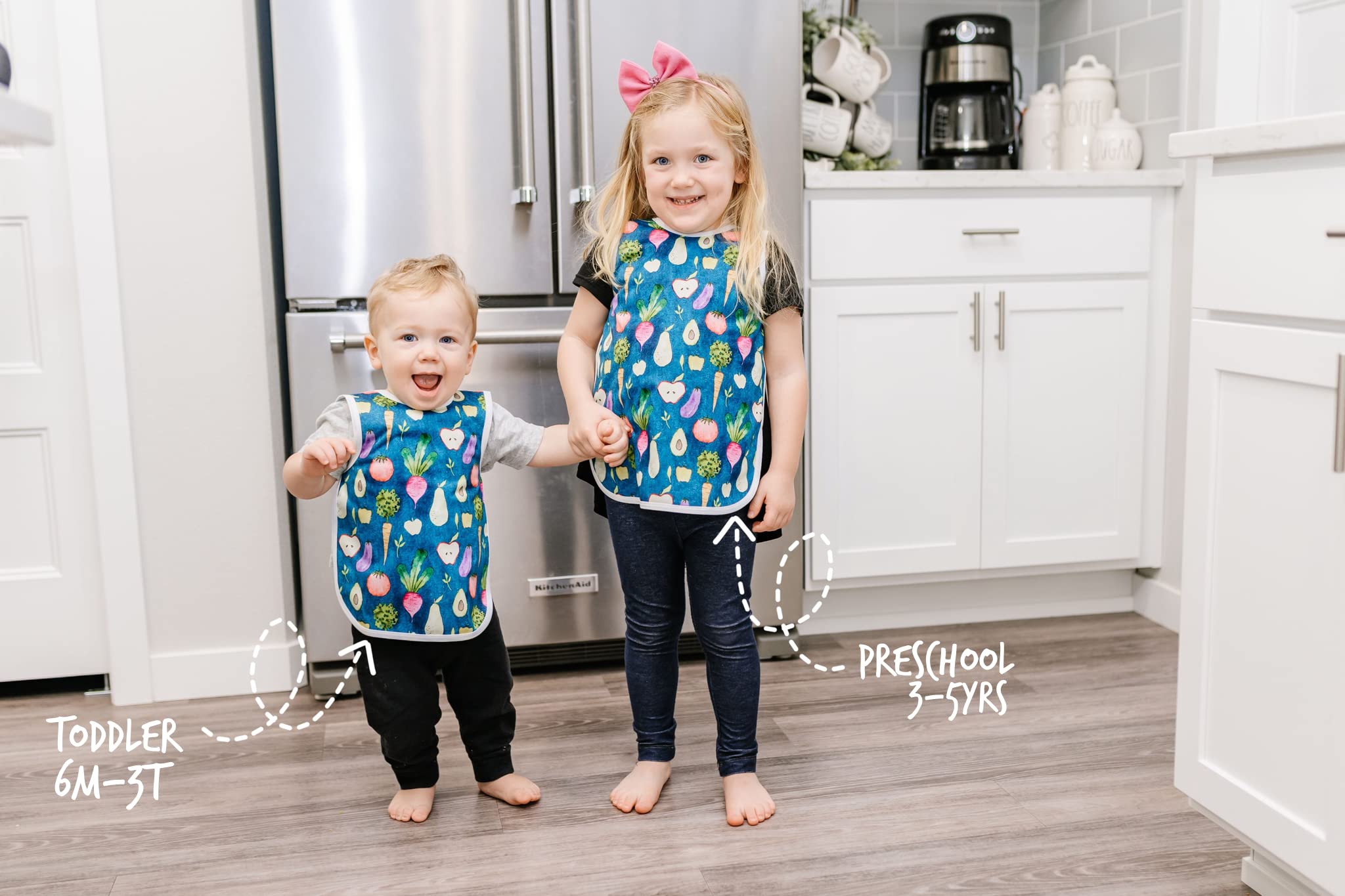 BapronBaby Tiny Town Bapron - No Neck Tie Safer Bib for Baby & Toddler - Soft Waterproof Stain Resistant - Machine Washable - Sz Preschool 3-5yrs