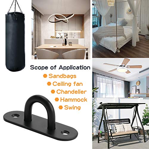 Alise Black Ceiling Hook Heavy Duty Top Hook Swing Hooks for Yoga Hammock Fan Chandelier Swing Marine Boat Application Sandbag Bag,4-Inch Length Stainless Steel Pack of 4