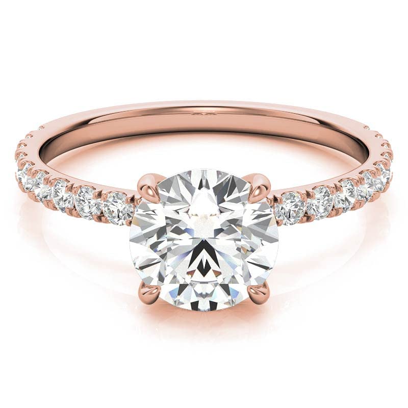 10K Solid Rose Gold Handmade Engagement Ring 1.00 CT Round Cut Moissanite Diamond Solitaire Wedding/Bridal Ring Set for Women/Her, Classic Ring Gifts for Her