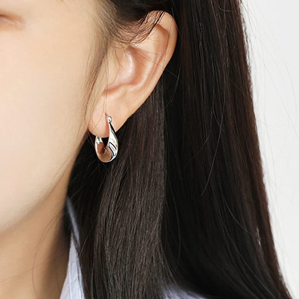 14K Gold Plated Hoop Earring for Women,Hypoallergenic Chunky Gold Earrings Small Simple Womens Hoop Earring