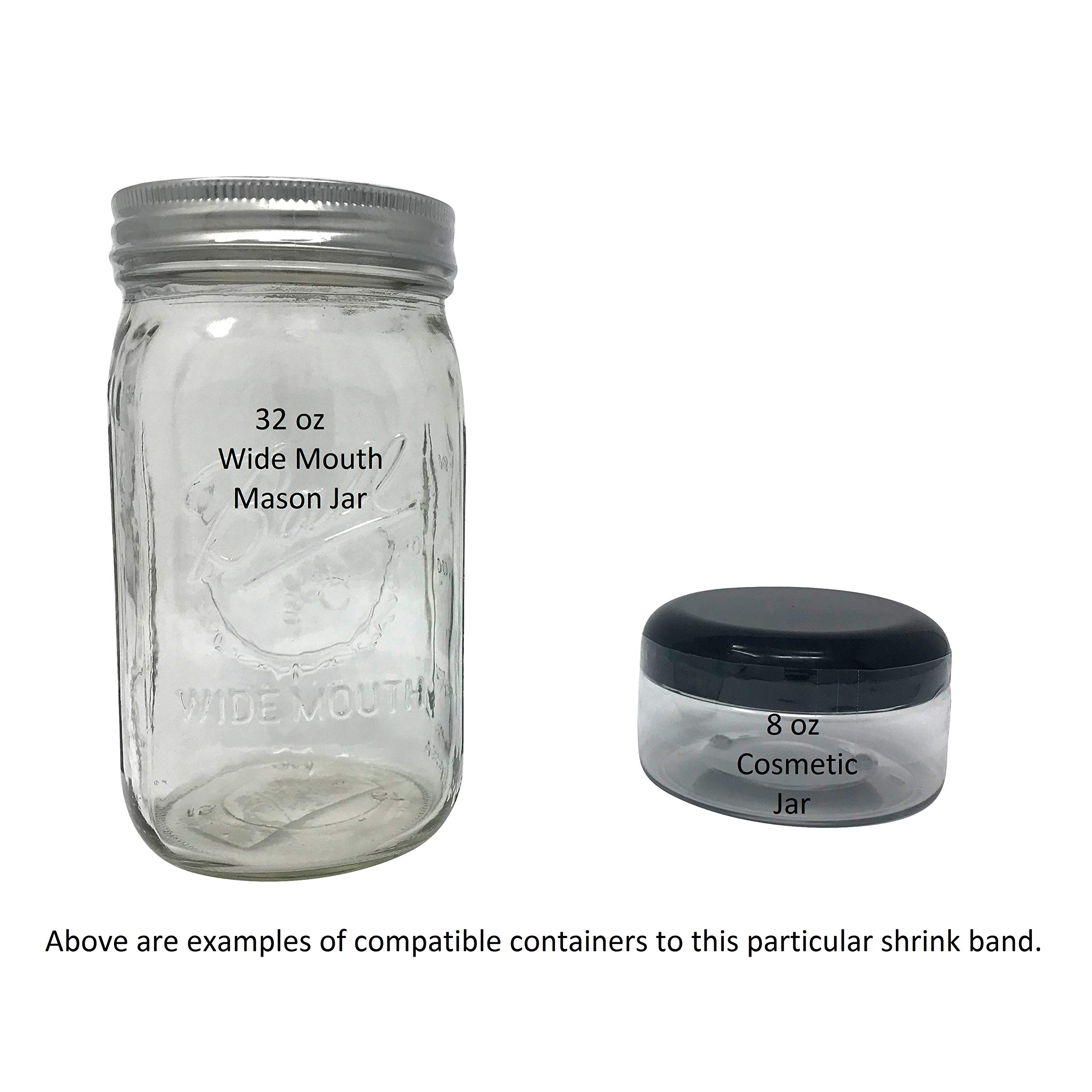 153 x 28 mm Clear Perforated Shrink Band for Canisters, Wide Mouth Mason Jars, Plastic Jars and More. [Compatible Diameter Range: 3 1/2” – 3 3/4”] - Bundle of 50