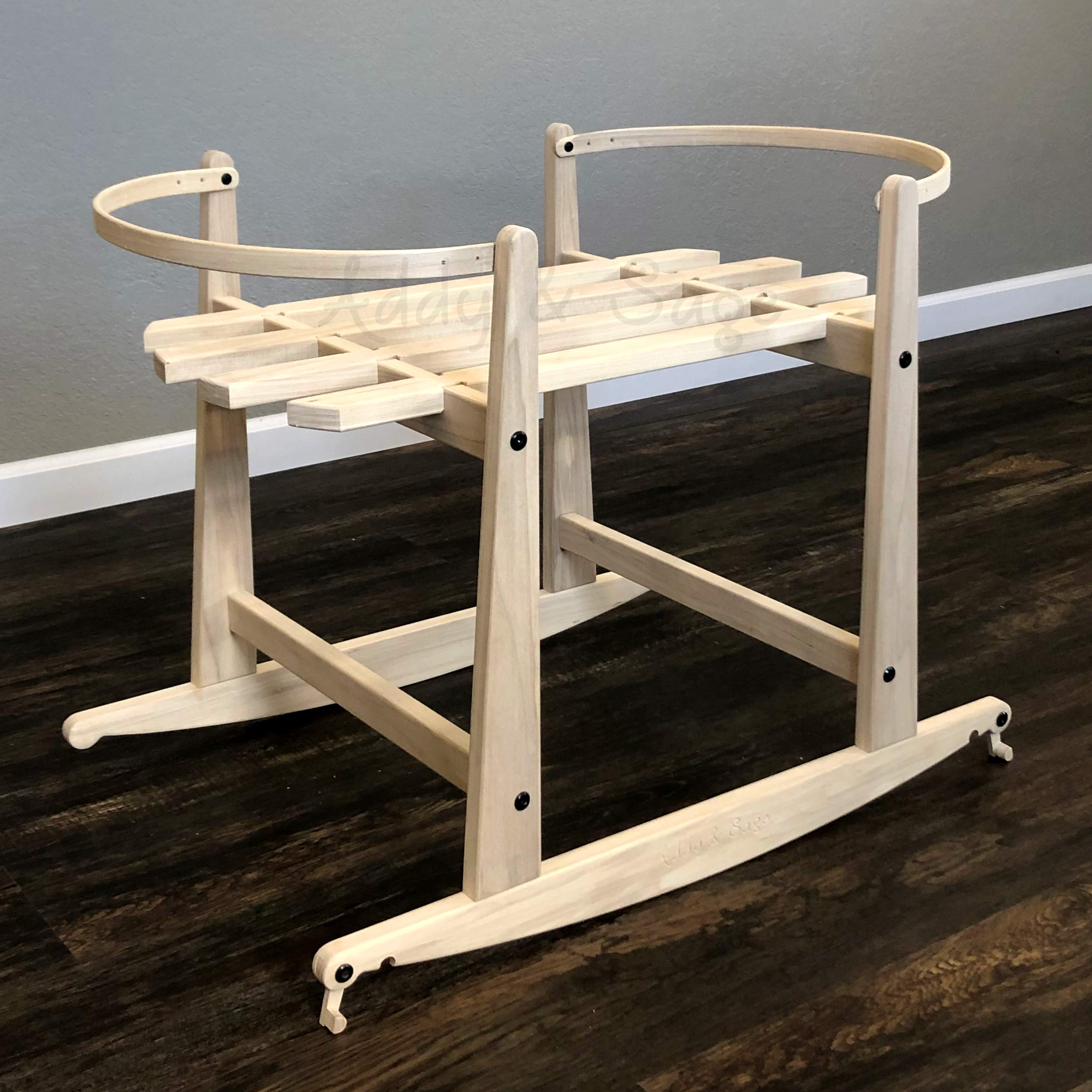 2 in 1 Natural Rocking Stand for Plum + Sparrow Baskets - with Brakes (Read All Product Details)