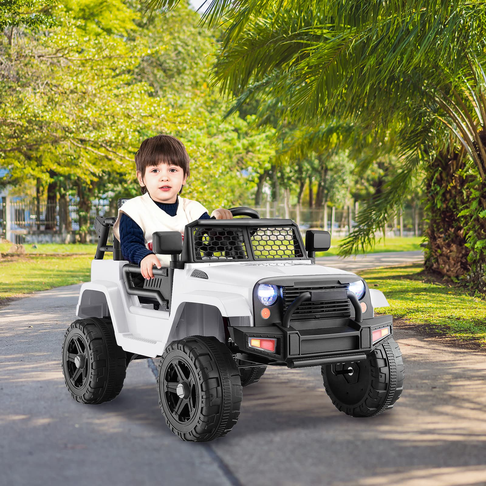 12V Electric Ride On Car for Kids with Remote Control, Storage, LED Lights, MP3 - Costzon