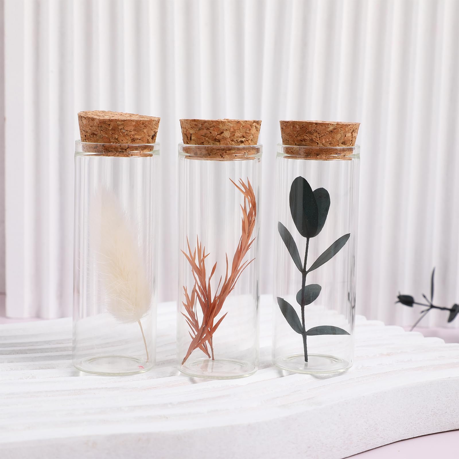 Baluue 10 pcs Glass Test Tubes, 30x80 mm Clear Borosilicate Glass Test Tubes with Cork Stoppers Good Seal for Fluids Container for Lab Use Candy Dried Flowers Storage Tubes