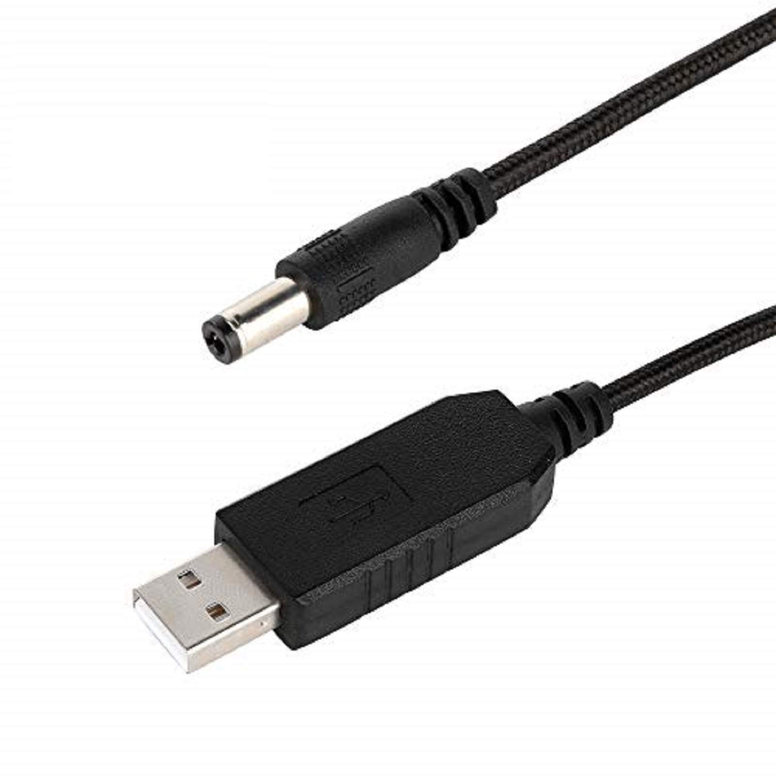 Moyina DC 5V to DC 12V USB Voltage Step Up Converter Cable,with Nylon Weave,for DC5.5mm*2.5mm,1.0M (5.5x2.5mm, Black)