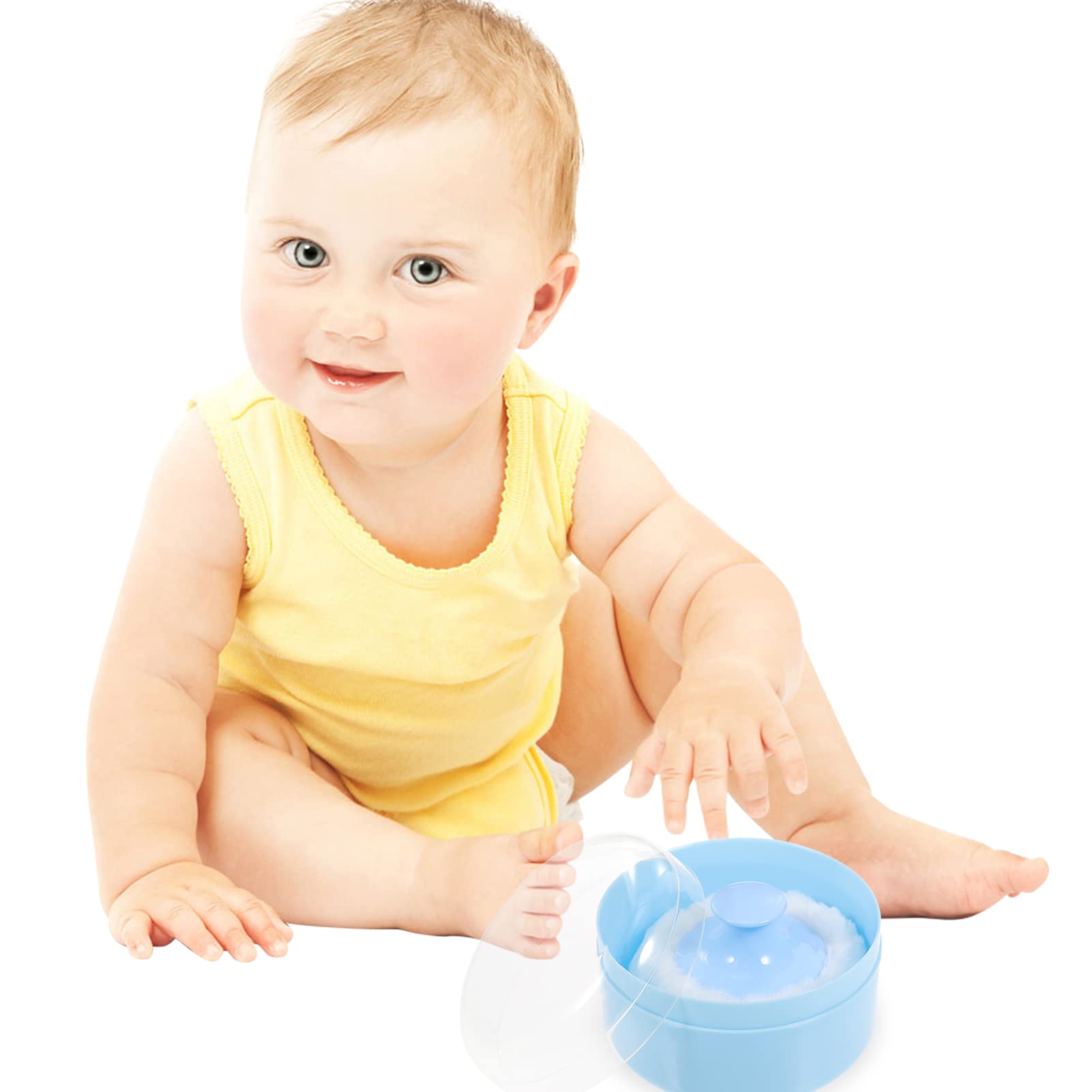 2pcs Fluffy Body Case Talcum Puff Container Kits with Puff for