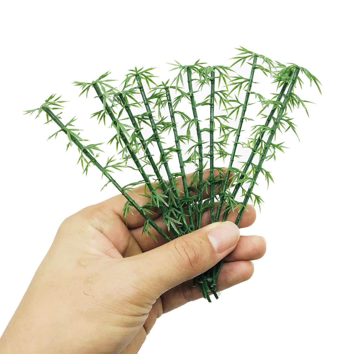 120 PCS Model Bamboo Trees, Woohome 5 Size Green Plastic Bamboo Trees for Home Decoration, Miniature Landscape, Landform Diorama Project (2.4 inch β 5.9inch)
