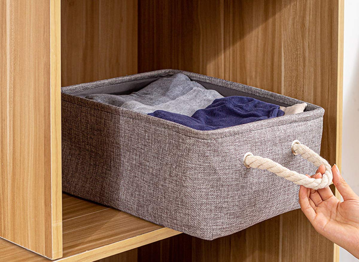 6Pcs Storage Cubes Organizer, Flax Organizer Foldable Waterproof with Handles 12 x 8 x 5 Inches, Basket for Blanket Living Room, Toy Basket, Laundry Rope Baskets, Cosmetic Organizer