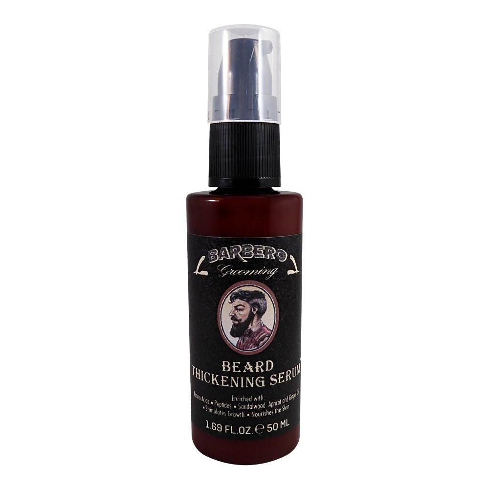 Barbero Grooming Beard Care Kit with Thickening Serum and Wooden Boar Beard Brush