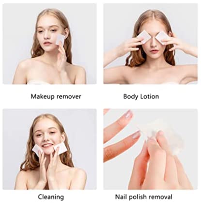 1000PCS Ultra Thin Makeup Remover Cotton Pads Perfect for Face Lips Eyes Nails Polish Makeup Remover Cleansing and Daily Skin Care, Square, Lint