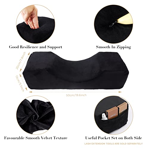LASHVIEW Lash Pillow for Lash Extensions,Eyelash Extension Neck Pillow With Acrylic Shelf Organizer Stand, PU Leather Waterproof Lash Extension Grafting Pillow Makeup Tool Display Cabinet Shelves