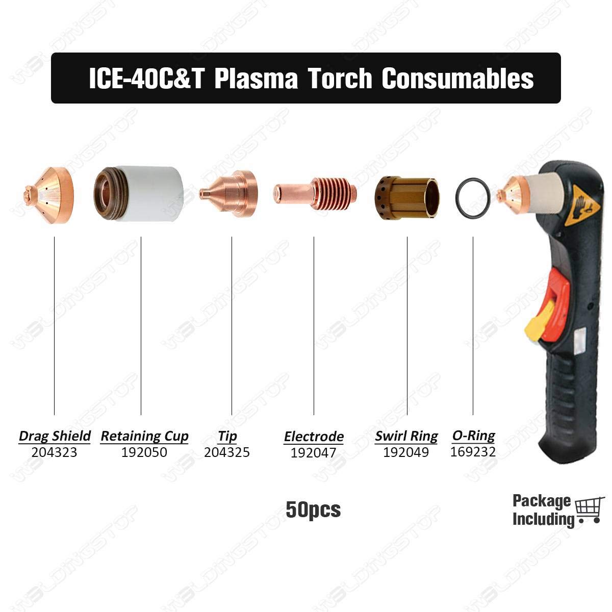 192047 Electrode fit ICE-40C / 40T / 50C / 55C Miller Torch