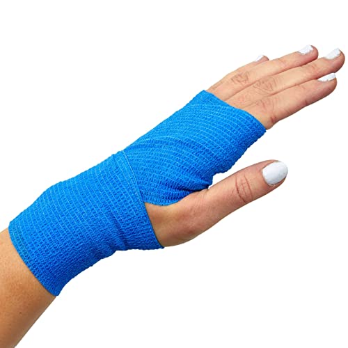 12-Pack Colorful Self Adhesive Stretch Bandage Wrap, 3 Inches x 6 Yards Adherent Cohesive Vet Tape for First Aid, Sports Athletes, Animals, Pets (6 Bright Colors)