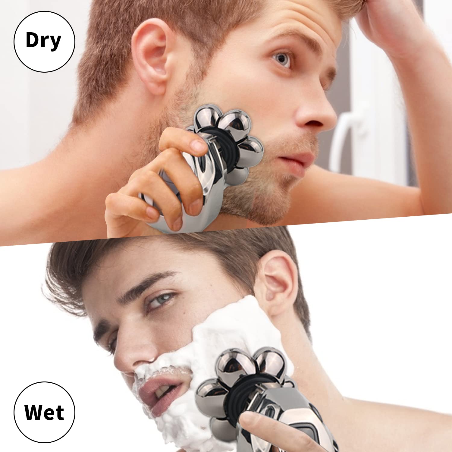 7D Electric Head Shaver for Bald Men, 5 in 1 Electric Rotary Razor Wet and Dry, Grooming Cordless Electric Shavers USB Rechargeable Waterproof, 7D Floating Balding Trimmer with LED Display (Black)