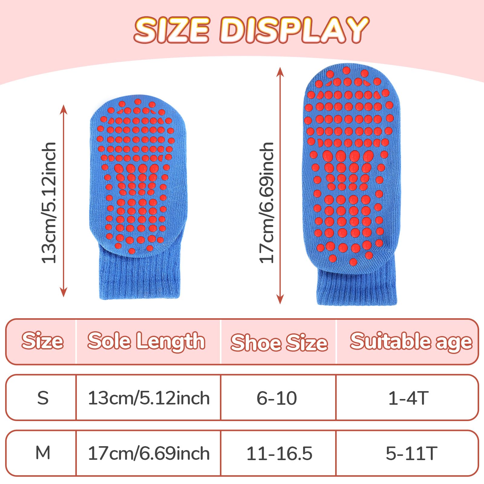 7 Pairs Kids Non Slip Socks Anti Skid Mid Calf Socks for Toddler Boys Girls (M)