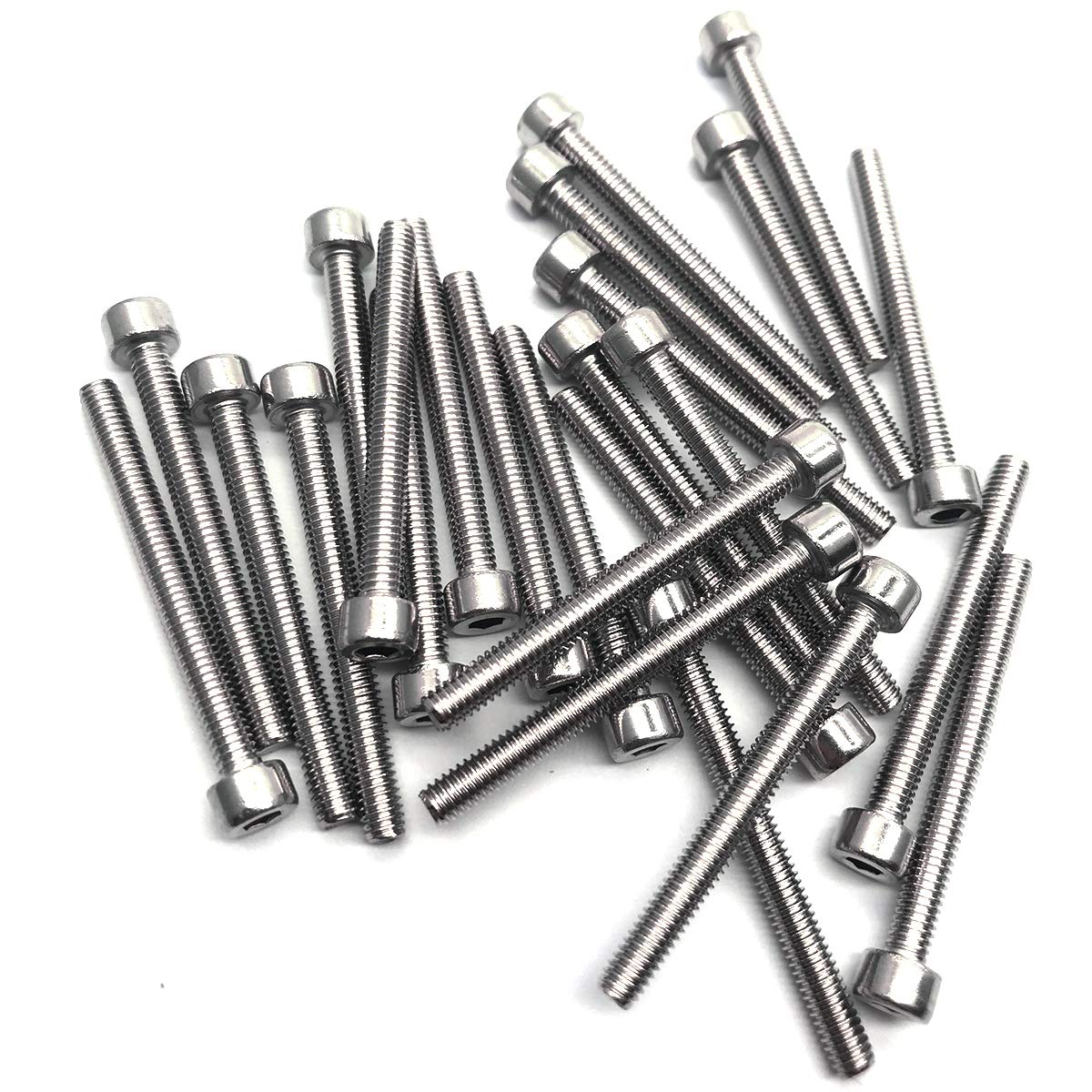 NGe M3 X40MM Stainless Steel Socket Head Cap Screw, Allen Socket Drive,Full Thread,Machine Thread for Full Thread, Shiny Surface, Machine Thread(M3x40MM,50Pcs,Silver)