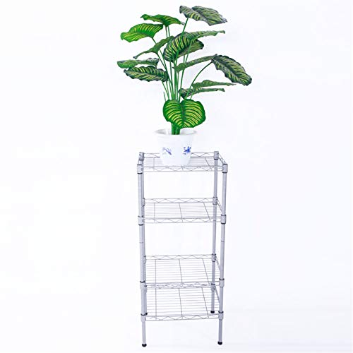 4 Tier Storage Rack,Steel Storage Wire Shelf,Heavy Loading Storage Organizer, Adjustable Levelling Feet Shelving Unit, Grey,14" W x 10" D x 31.5" H