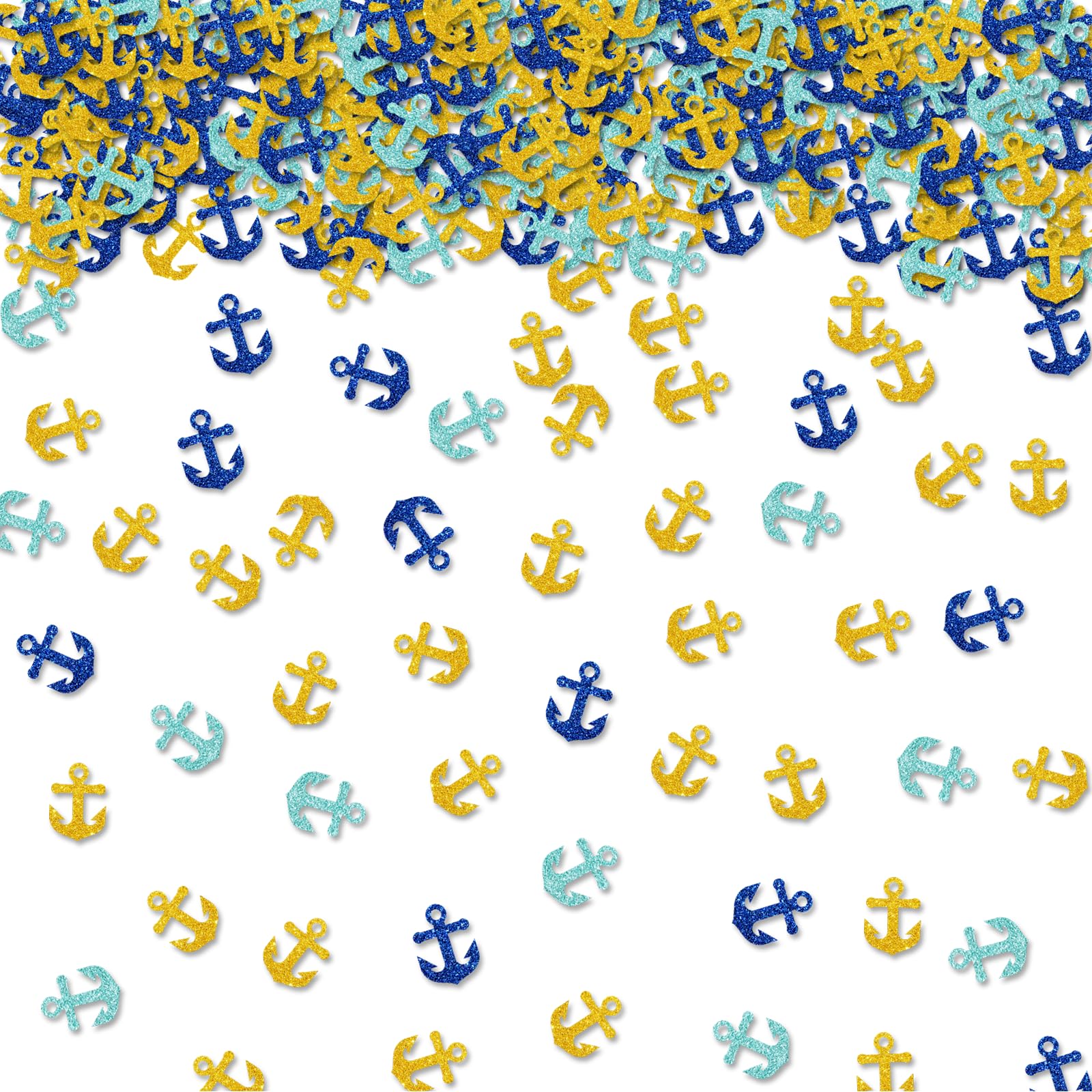 100pcs Anchor Confetti, Colorful Glitter Nautical Table Confetti for Bridal Shower, Anchor Rudder Paper Scatters, Ocean Sailing Birthday/Bachelorette Party Table Decoration