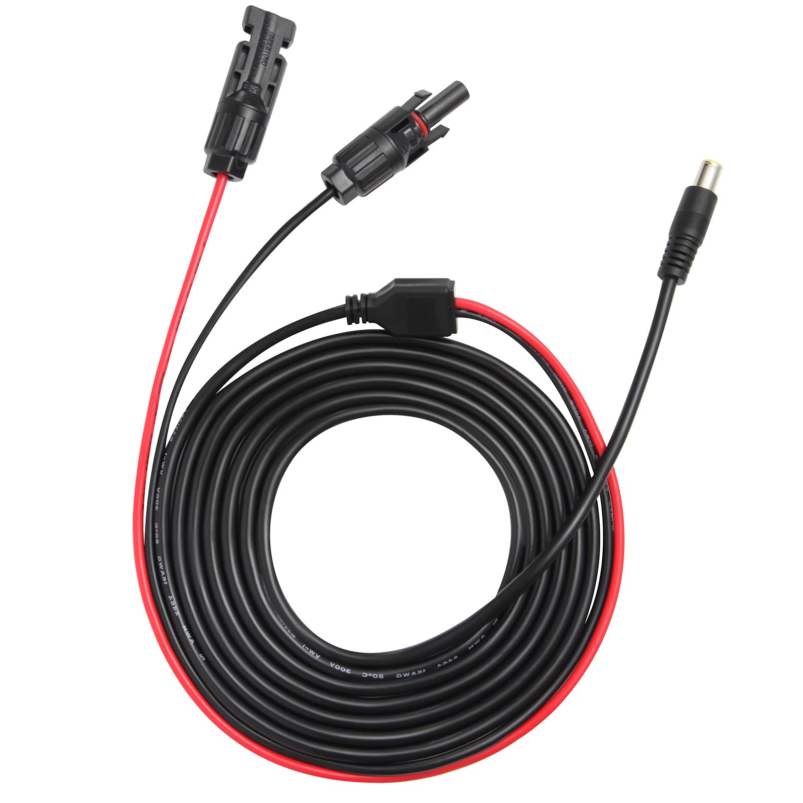 10Ft Solar Panel Connector to DC8mm Adapter Extension Cable, 16AWG Heavy Duty Wire Solar Connector for Portable Backup Power Station Solar Generator
