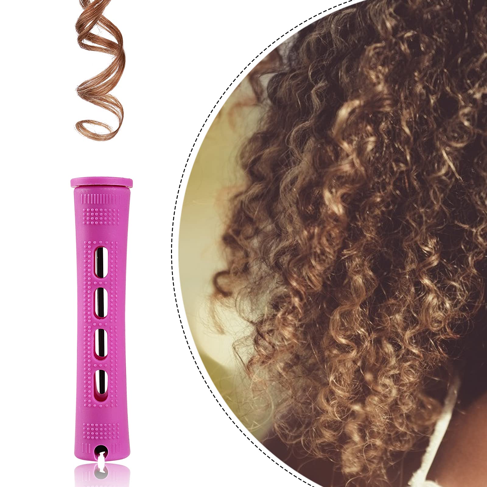 60pcs Medium Cold Wave Rods Set for Natural Hair - Long and Short Hair Curlers and Perming Tools for DIY Curly Styles
