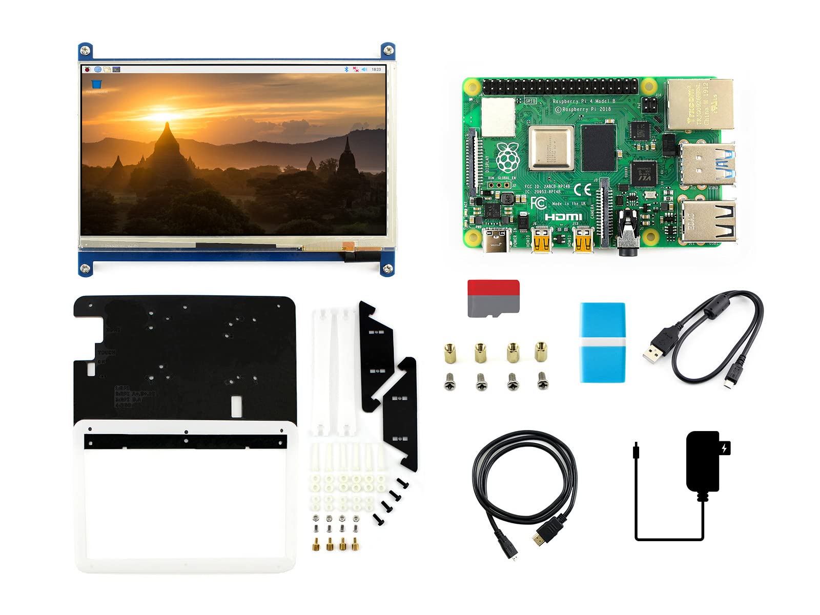 waveshare Display Kit Compatible with Raspberry Pi 4 Model B 7inch Capacitive Touch LCD Micro Card and etc.