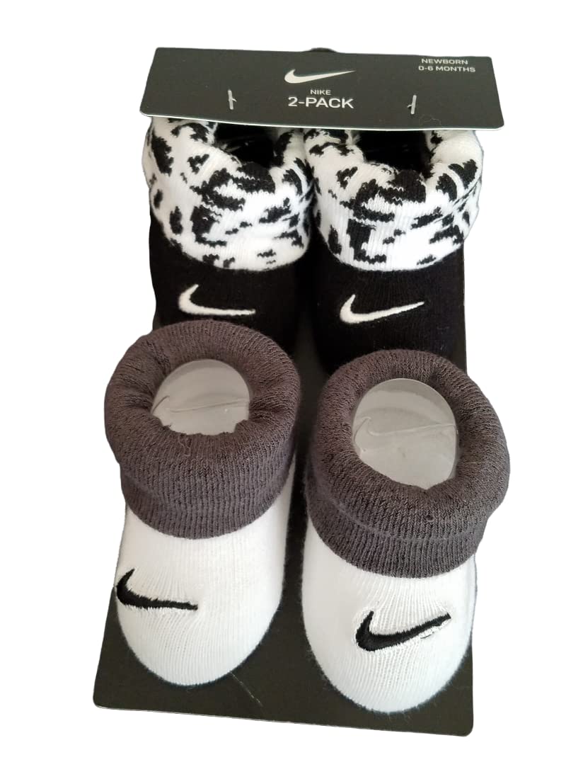 Nike Baby 2-Pack Bootie Socks (Black/White/Gray)