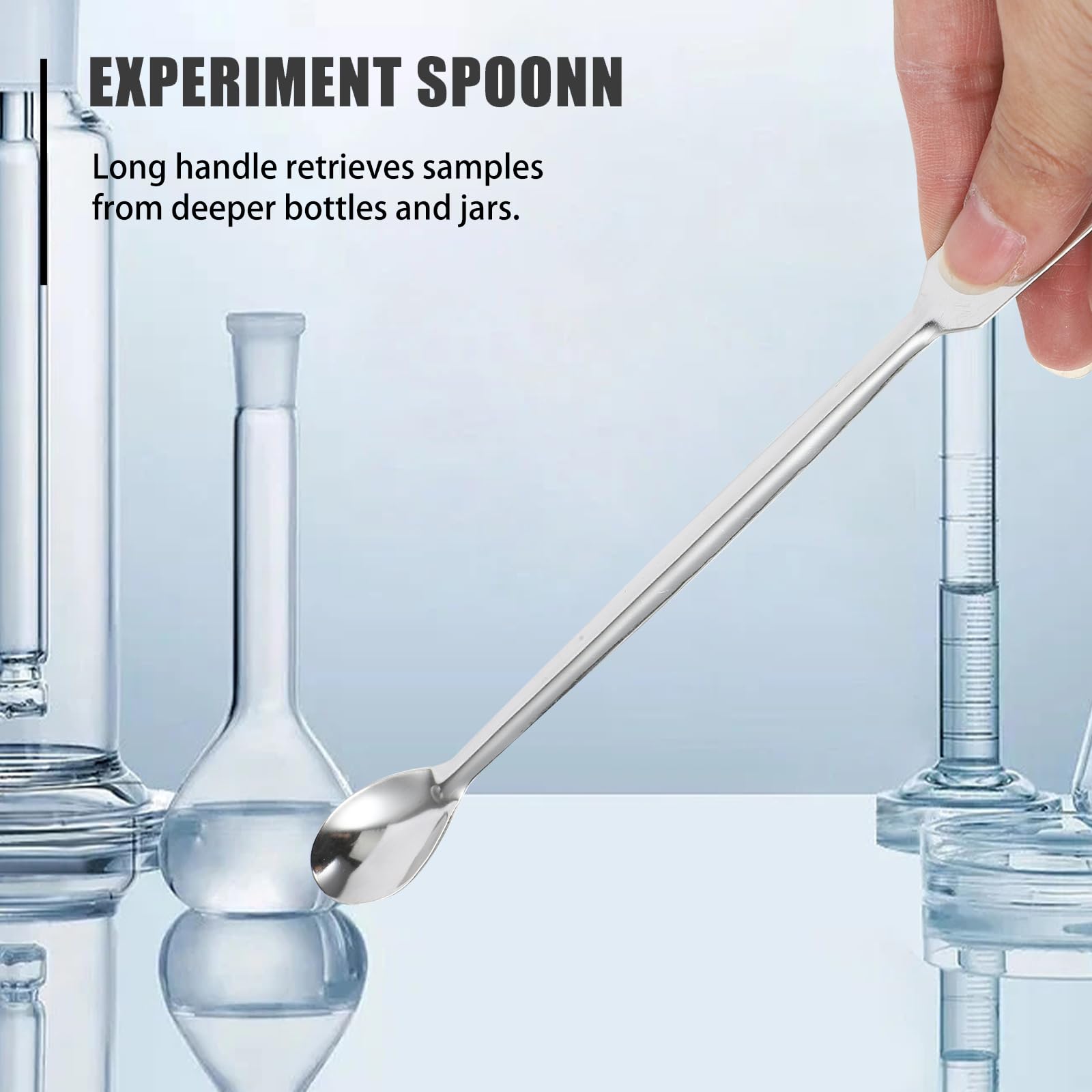 5pcs Lab Spoons Lab Spatula, Stainless Steel Lab Spatula Sampling Spoons Laboratory Scoops Lab Mixing Spatulas, Length 20CM