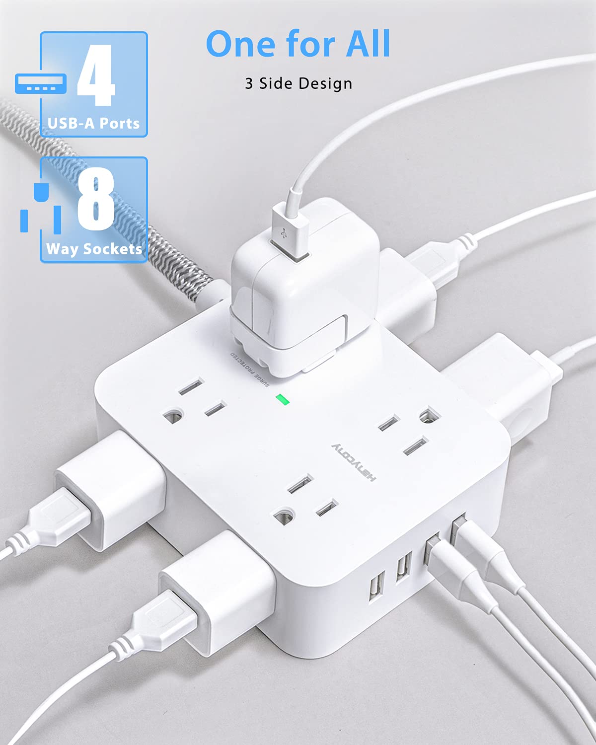10Ft Surge Protector Power Strip and 6Ft Ultra Thin Flat Plug Power Strip