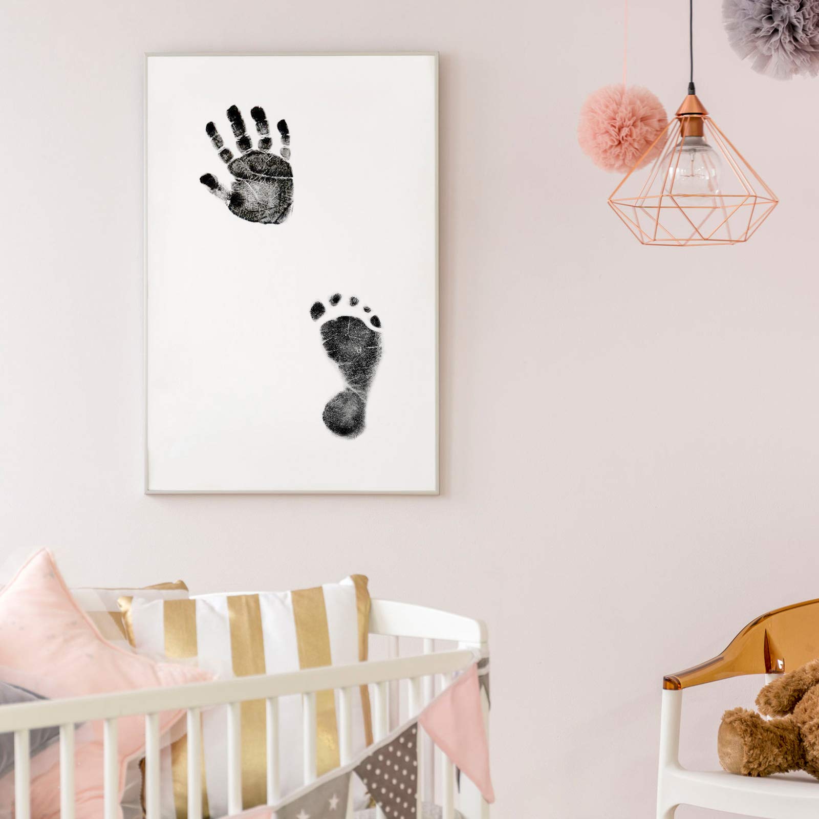 23 Piece Large and Medium Inkless Keepsake Ink Pad Kit Include 5 Clean Touch Ink Pads 10 Card and 8 Star Shaped Paper Clips Pet Paw Inkless Print Kit Great for Family Keepsake Newborn Registry
