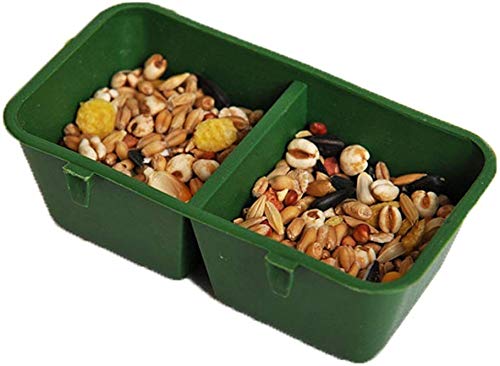 2-in-1 Double Trough Bird Seed Food Feeding Dish Water Feeder Bowl for Parrot Macaw African Greys Budgies Parakeet Cockatiel Conure Canary Finch Cage