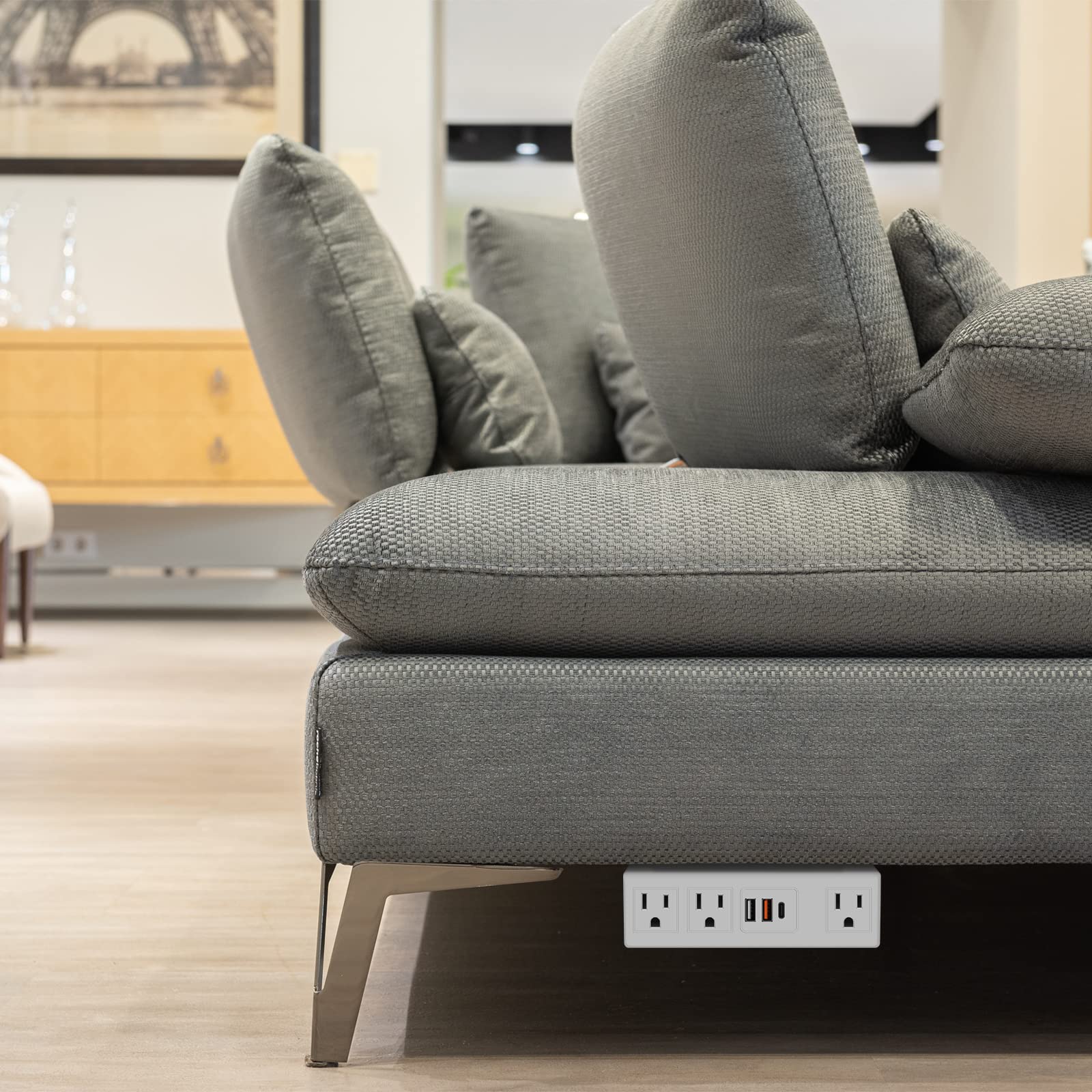 10FT Under Desk Power Strip, Adhesive Wall Mount Power Strip with USB C,Desktop Power Outlets, Removable Mount Multi-Outlets with 3 Outlets & 2 USB-A Ports &1 USB-C Port