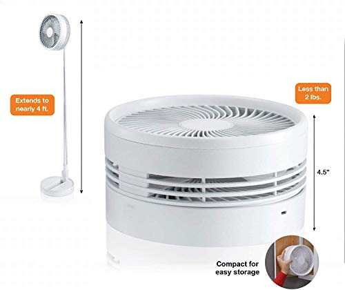 Bell+Howell My Foldaway Fan Rechargeable Fan Ultra Lightweight Portable Compact Extendable to 4 Feet High with 3 Speed Modes As Seen On TV