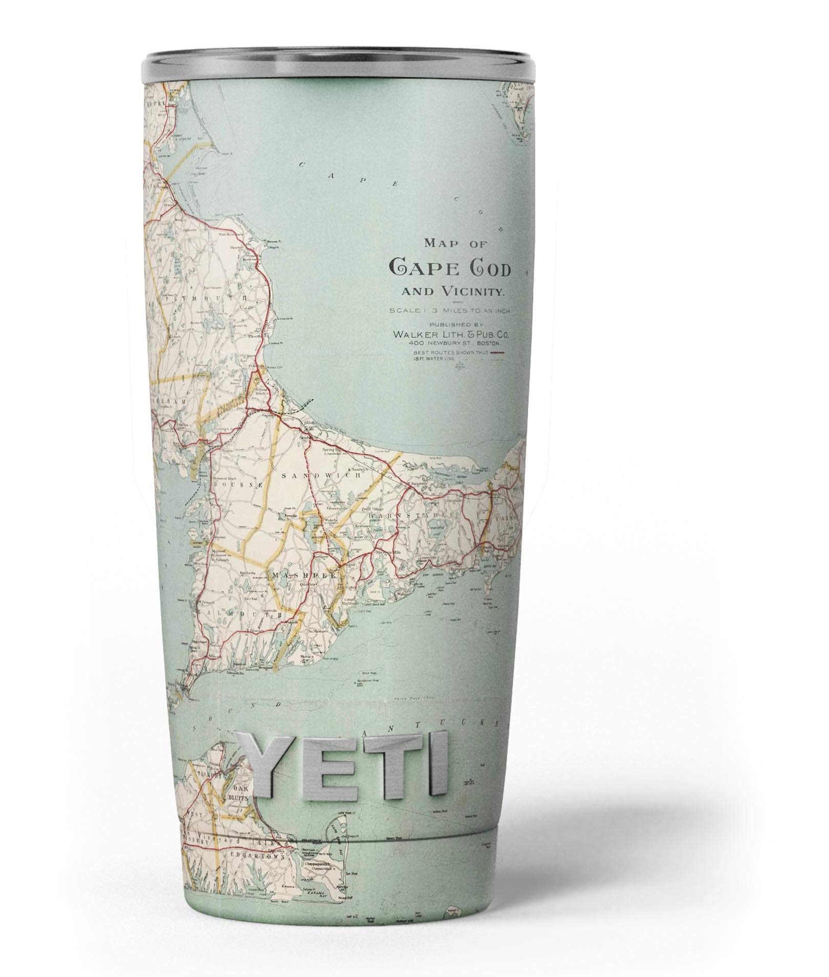 Design Skinz The Vintage Map of Cape Cod - Skin Decal Vinyl Wrap Kit Compatible with The Yeti Rambler Cooler Tumbler Cups