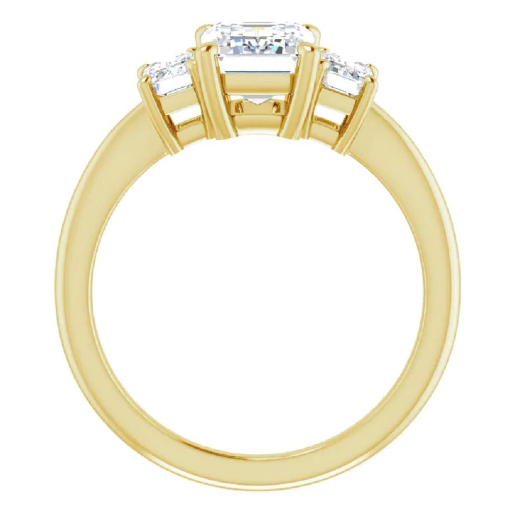 10K Solid Yellow Gold Handmade Engagement Rings 3.0 CT Emerald Cut Moissanite Diamond Solitaire Wedding/Bridal Rings for Women/Her Propose Ring (6.5)
